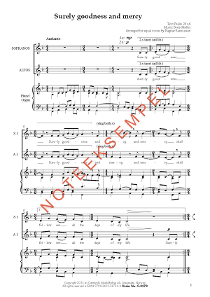 Surely goodness and mercy - SSAA og orgel - Rasmussen