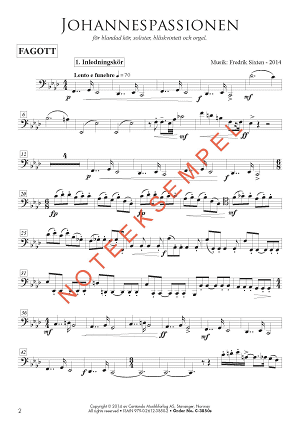 Johannespassionen - blandet kor SATB, blåskvintett og orgel (stemmer ...