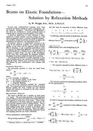 Beams on Elastic Foundations - Solution by Relaxation Methods - The Institution of Structural ...