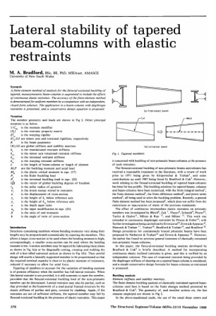Lateral Stability of Tapered Beam-Columns with Elastic Restraints - The Institution of ...