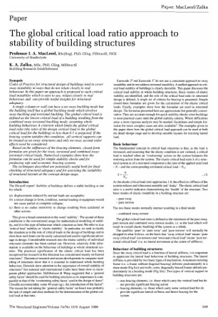 The Global Critical Load Ratio Approach to Stability of Building ...