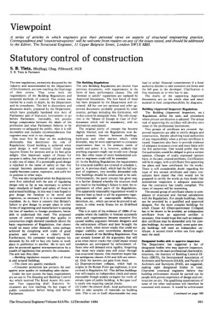 Statutory Control of Construction - The Institution of Structural Engineers