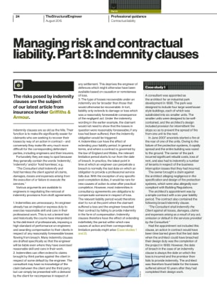 Managing risk and contractual liability. Part 8: Indemnity clauses ...
