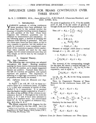 Influence Lines for Beams Continuous Over Three Spans - The Institution ...