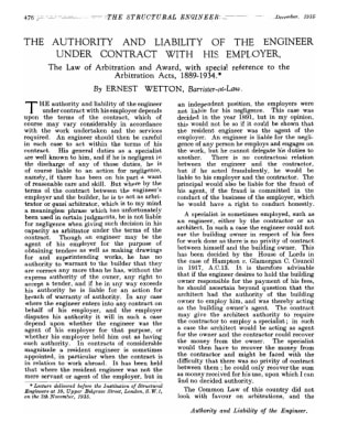 The Authority and Liability of the Engineer Under Contract With his ...