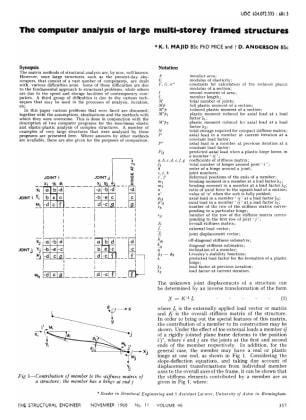 The Computer Analysis of Large Multi-Storey Framed Structures - The Institution of Structural ...