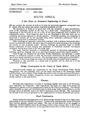 Structural Engineering Overseas - 1920-1934 South Africa A few Notes on ...