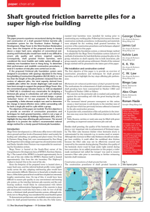 Shaft grouted friction barrette piles for a super high-rise building ...