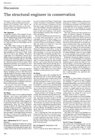 Discussion on The Structural Engineer in Conservation by Mr. I.J. Hume ...