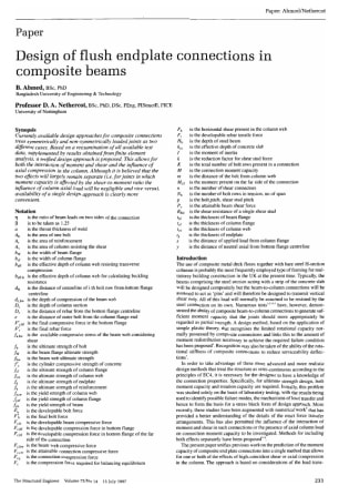 Design of Flush Endplate Connections in Composite Beams - The ...