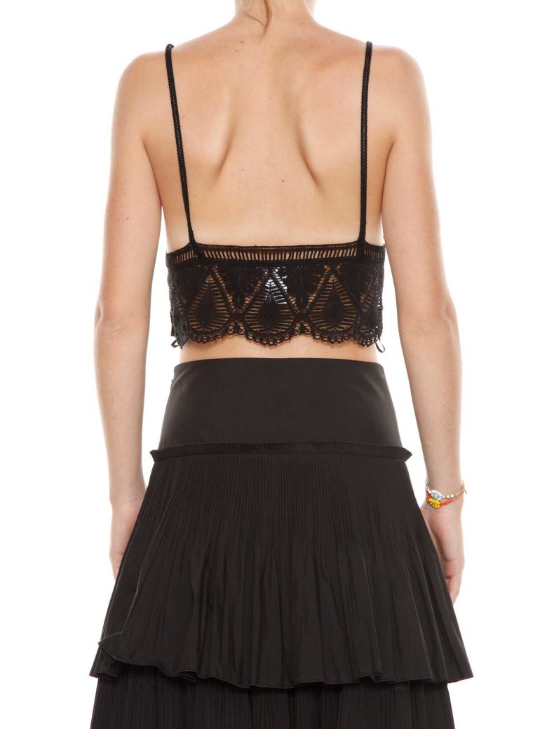 ALBERTA FERRETTI Bra Crop Top In Macramè Lace in Nero | ModeSens