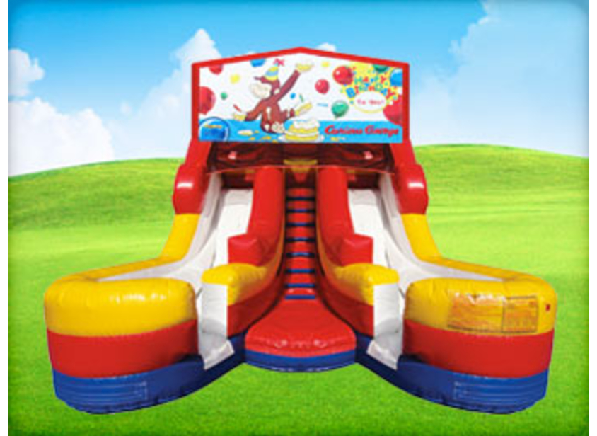 DFW, TX Curious George Dual Lane Slide Rentals | Sky High Party Rentals